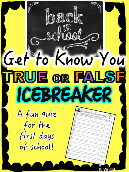 Back to School Tips Blog Hop: T/F Get to Know You Icebreaker ...